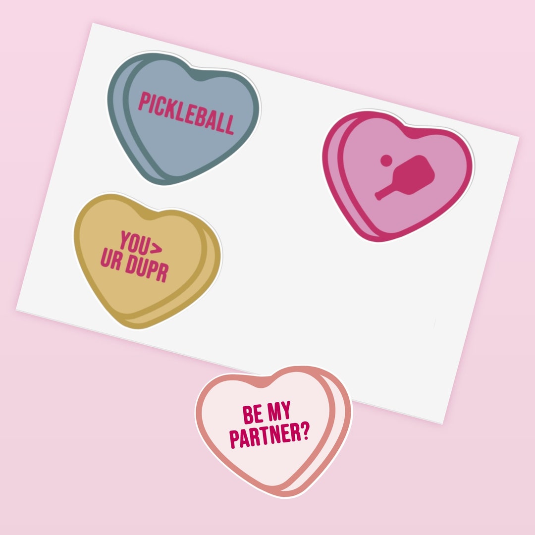 Pickleball Lover Sticker Sheet Cute Heart Designs Pickleball Pink ...