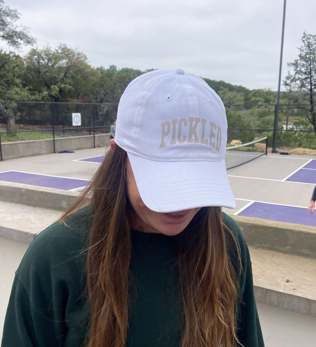 Pickleball Baseball Hat Pickled Design White Adjustable Simple Unisex ...