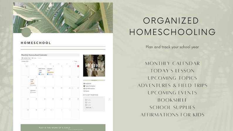 Notion Template for Homeschool Planner Lesson Organization Aesthetic ...