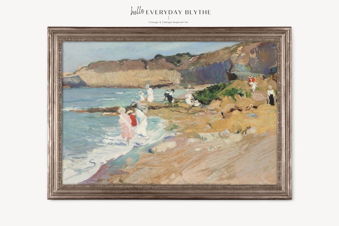 Vintage Beach Day | Muted Tones Seaside Day | Antique Beach Scene ...