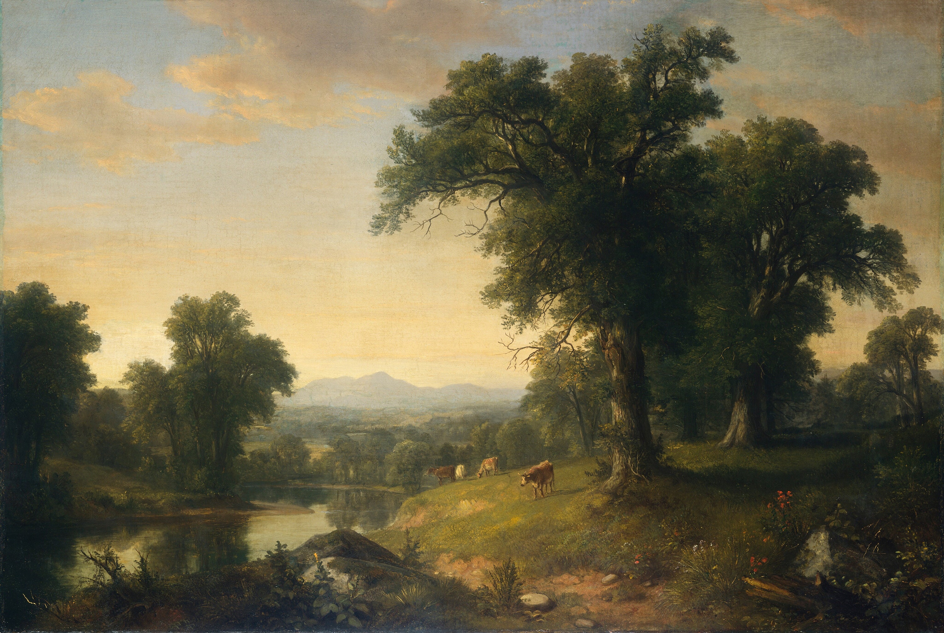 Pastoral Scene Vintage Art Idyllic Countryside Dusk Landscape Scene - Etsy