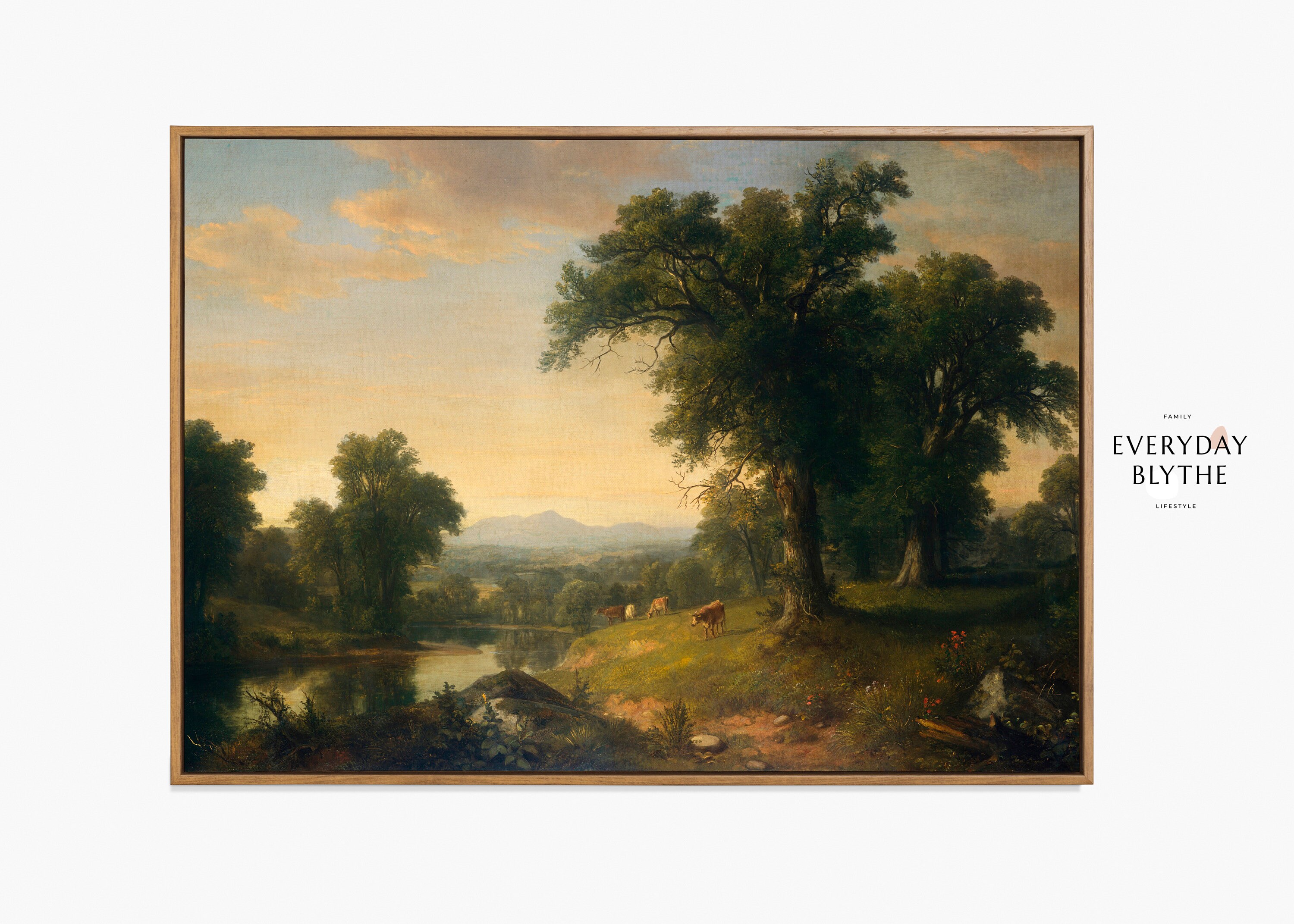 Pastoral Scene Vintage Art Idyllic Countryside Dusk Landscape Scene - Etsy