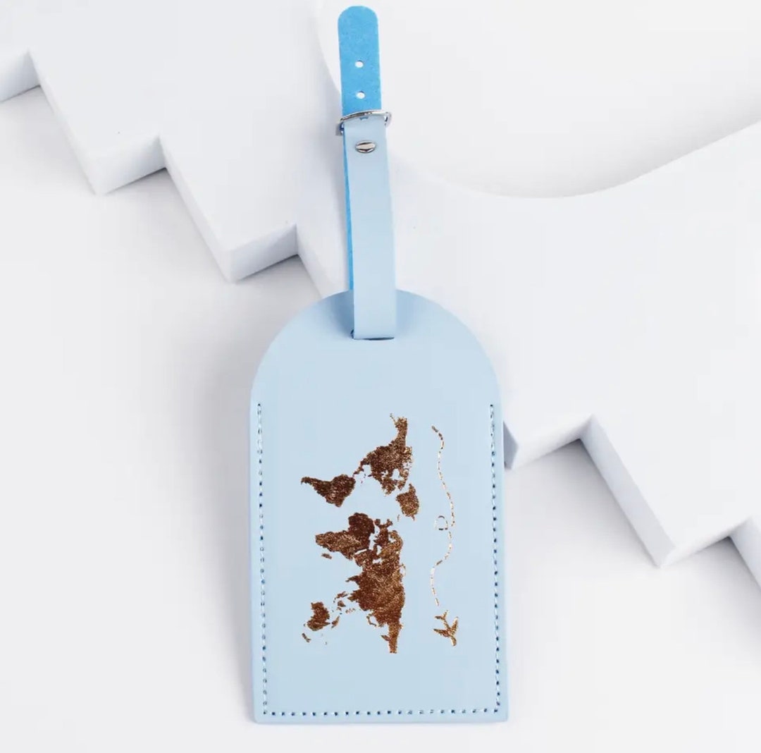 Leather World Map Luggage Tag Suitcase Label Bag Pendant Handbag ...