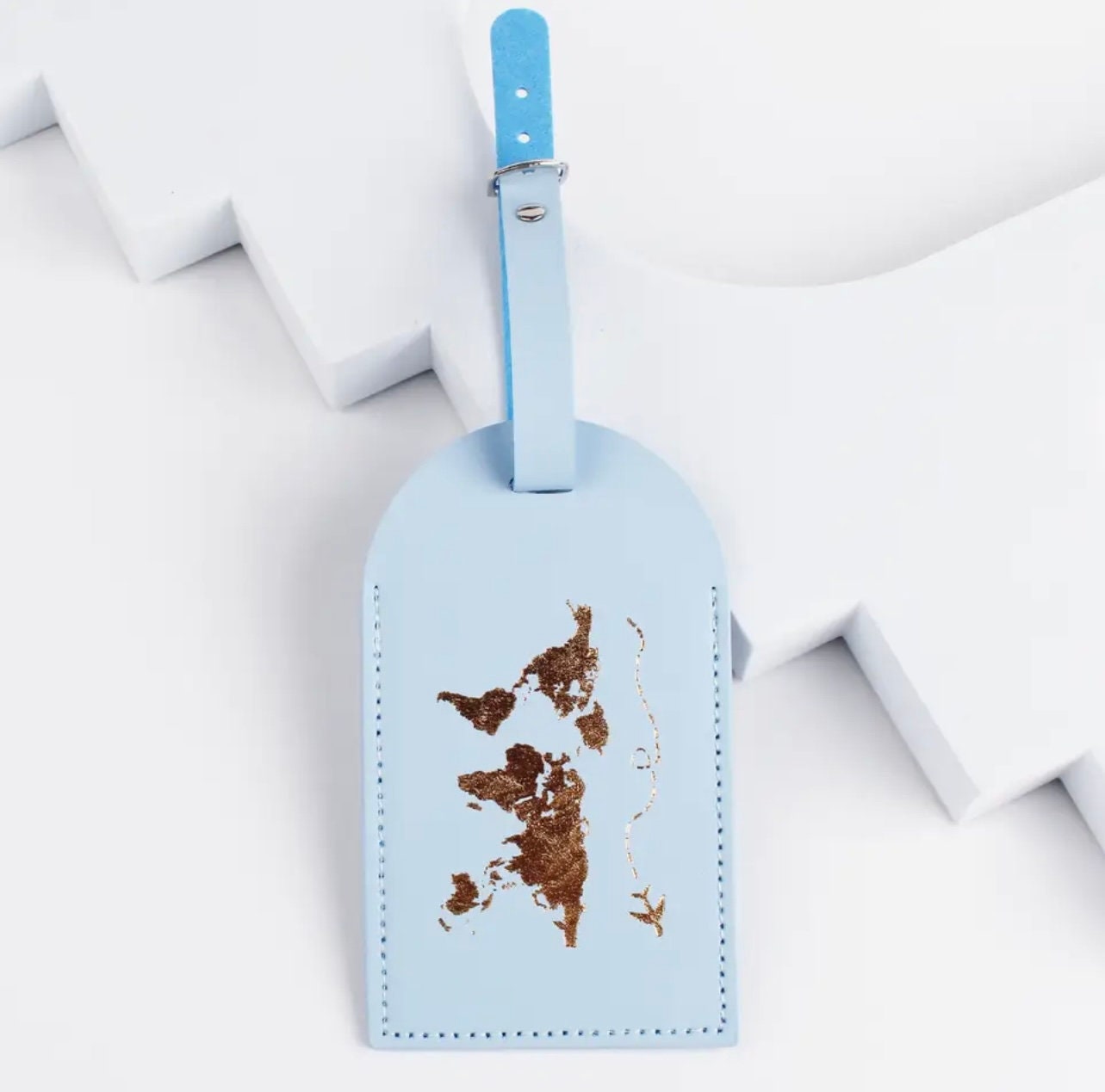 Leather World Map Luggage Tag Suitcase Label Bag Pendant - Etsy