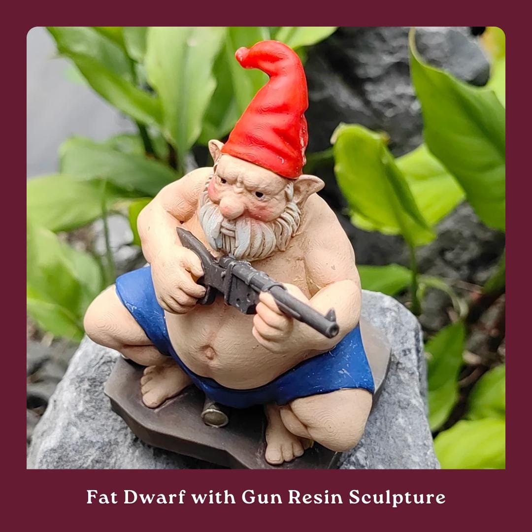 Fat Dwarf With Gun Resin Sculpture - Etsy