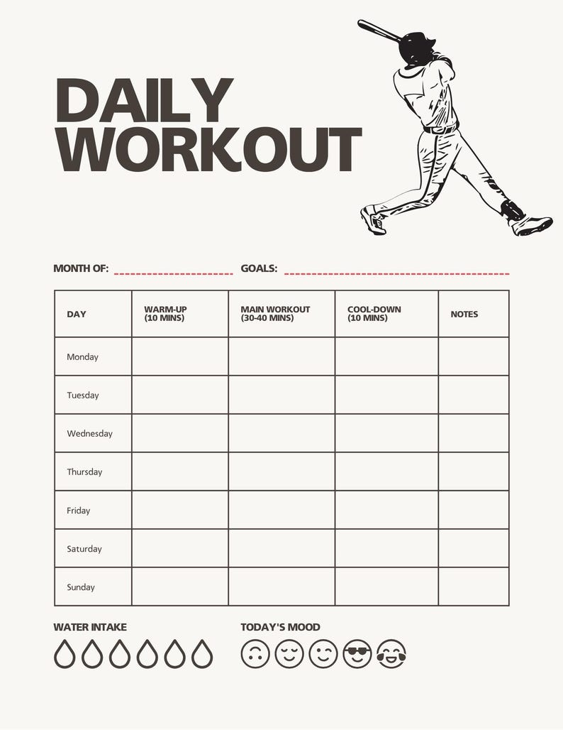Baseball Workout Tracker - Etsy