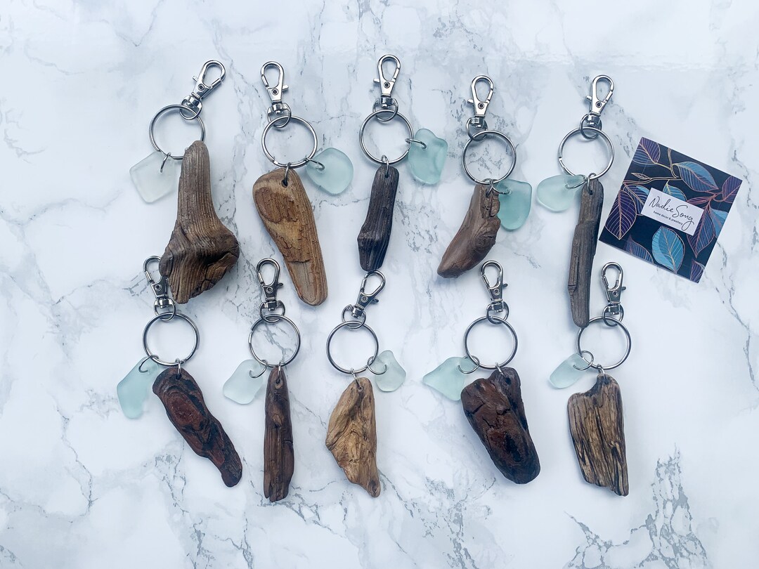 Natural Driftwood and Sea Glass Keyrings Ideal Gift for Any - Etsy