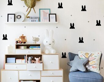 White Rabbit Velvet Sticker Fabric Bunny Rabbit Wall Decal - Etsy