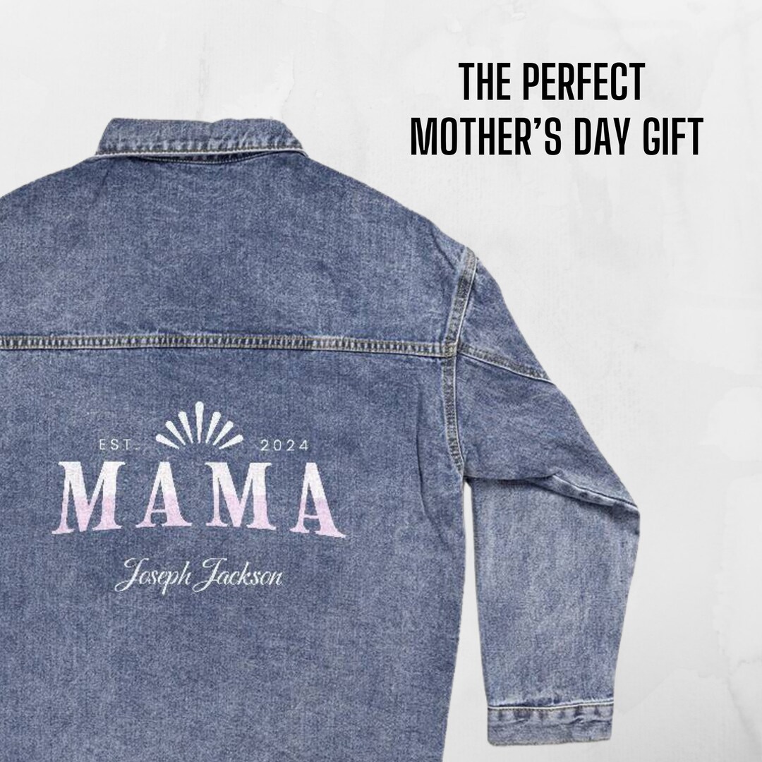 Custom Mama Denim Jacket, Personalized Mama Jacket, Mothers Day Denim ...