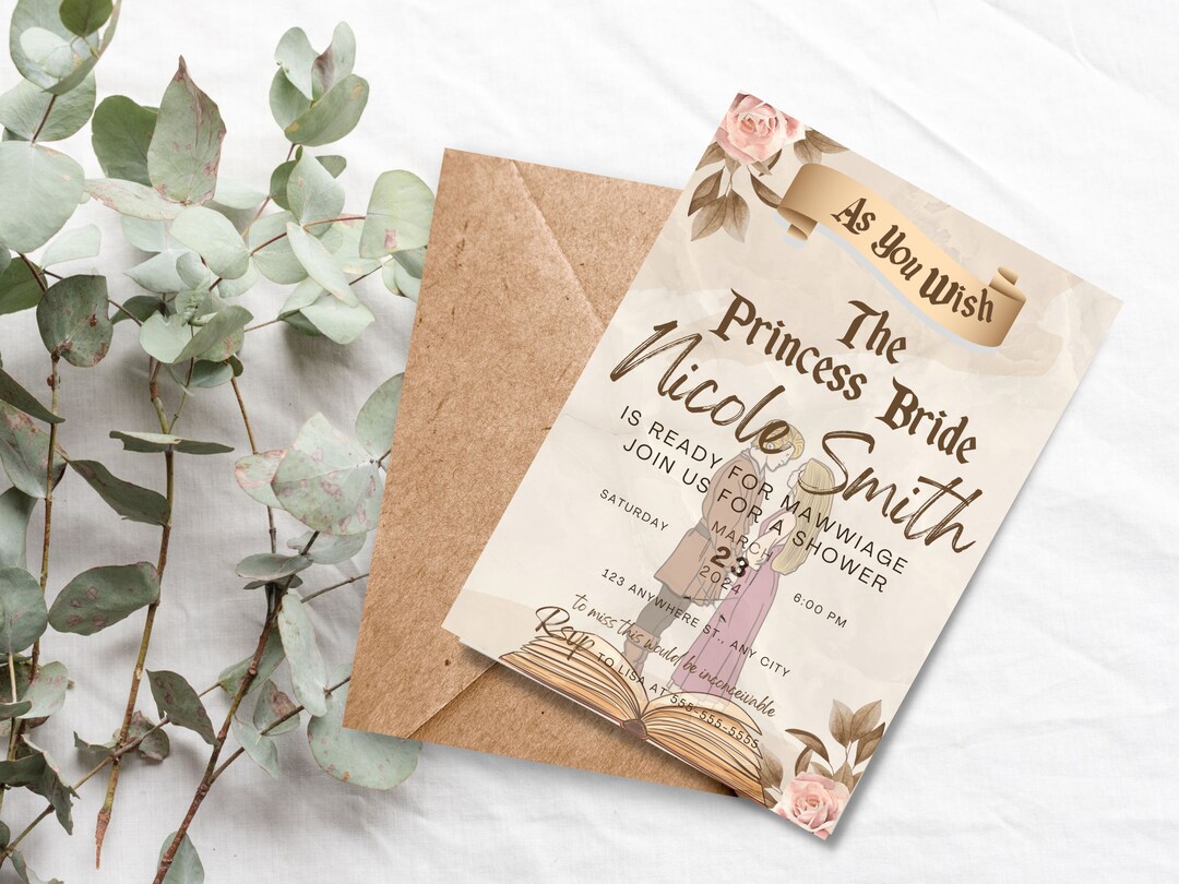 The Princess Bride Bridal Shower Invitation, the Princess Bride Theme ...