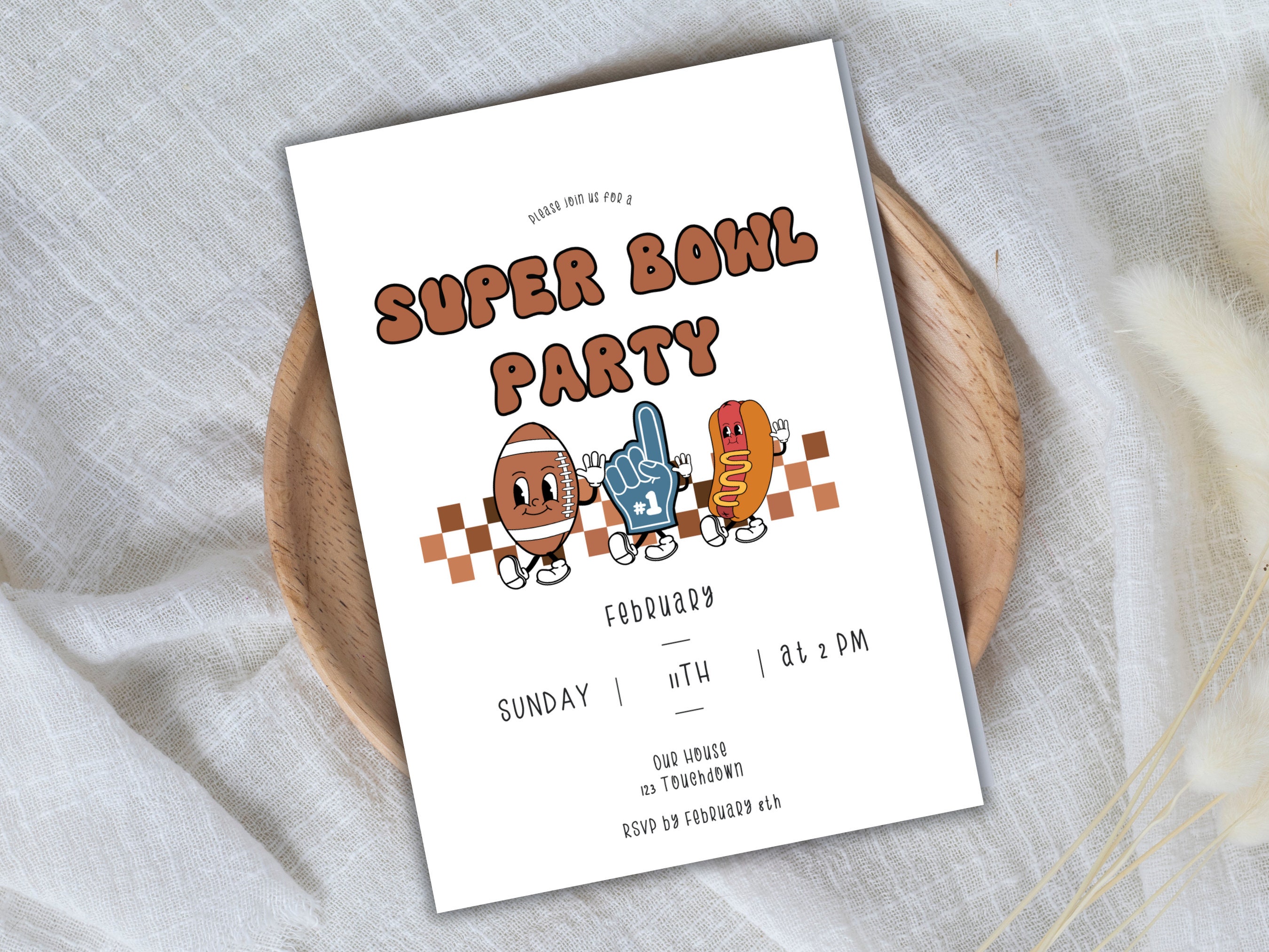 Editable Super Bowl Party Invitation, Superbowl Invitation, Football ...