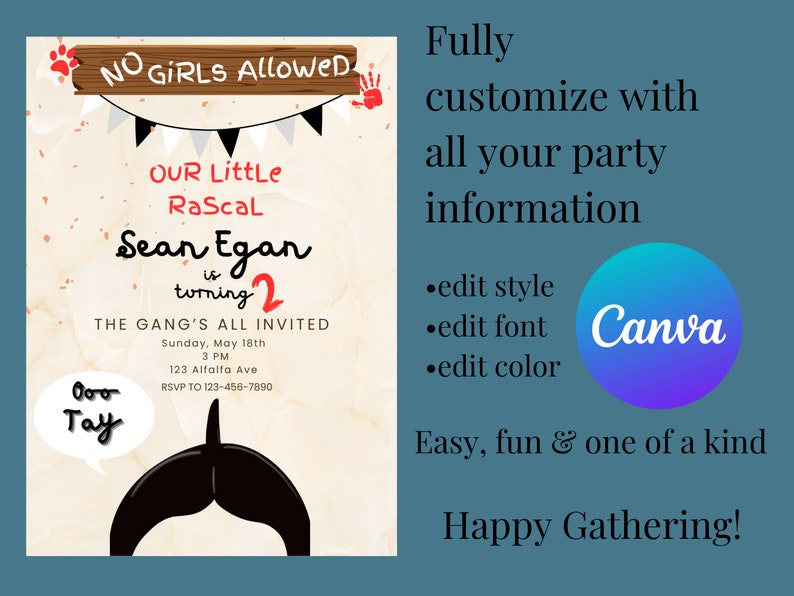 The Little Rascals Birthday Invitation Little Rascal - Etsy