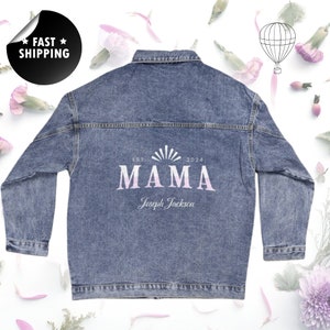 Custom Mama Denim Jacket, Personalized Mama Jacket, Mothers Day Denim ...