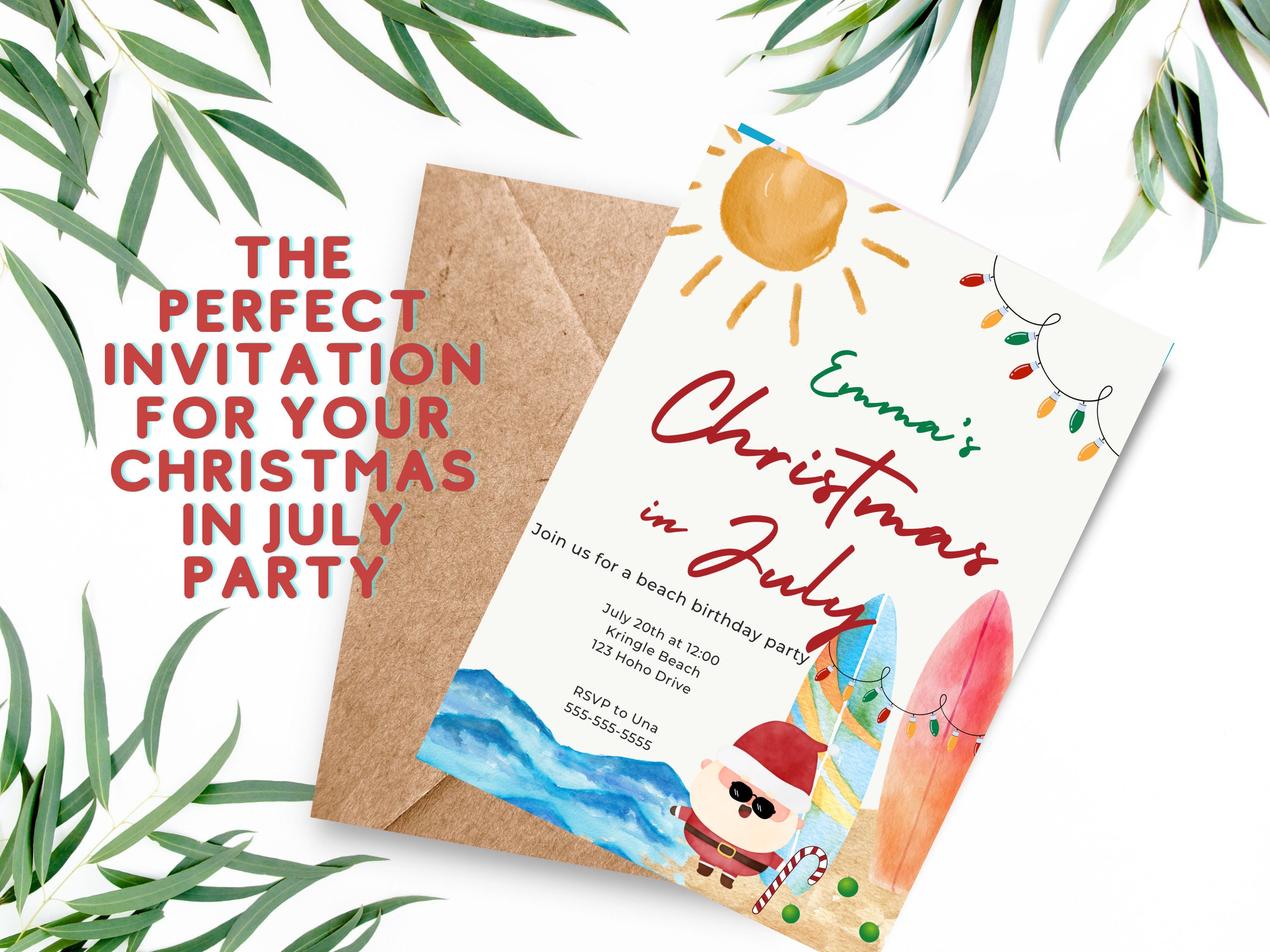 Christmas in July Invitation Beach Party Invitation - Etsy