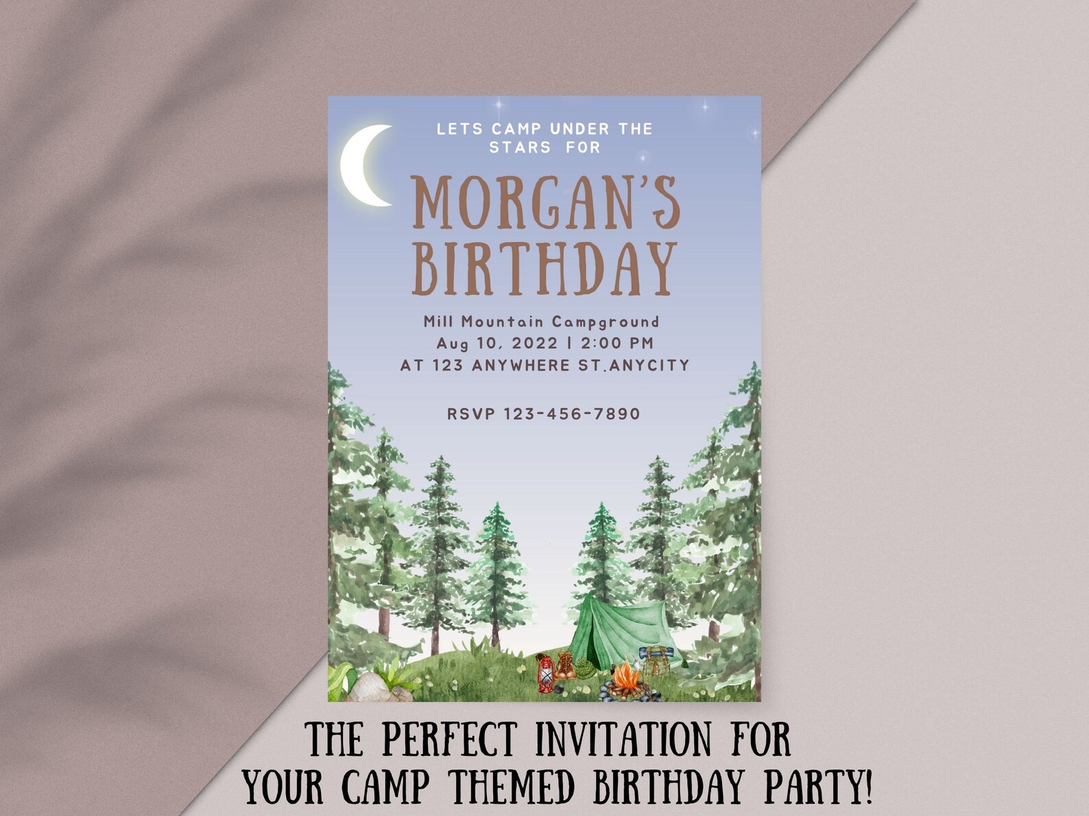 Camping Birthday Invitation, Camping Party Invitation Instant Download ...