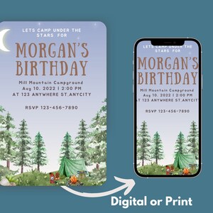 Camping Birthday Invitation, Camping Party Invitation Instant Download ...