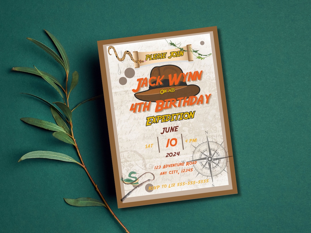 Indiana Jones Birthday Invitation, Adventure Invitation, Children's ...