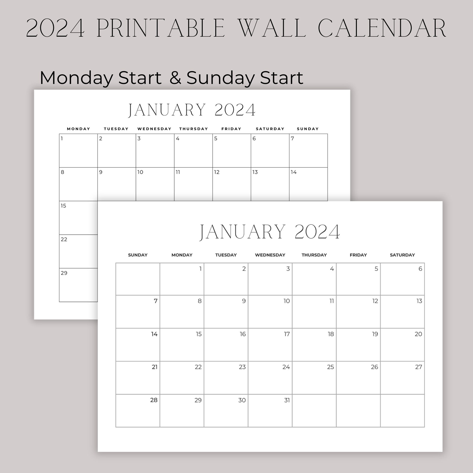 2024 Wall Calendar 2024 Monthly Planner Landscape Minimalist Monthly ...