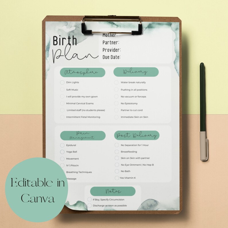 Birth Plan Template Editable Birth Plan Birth Plan Editable Birth ...