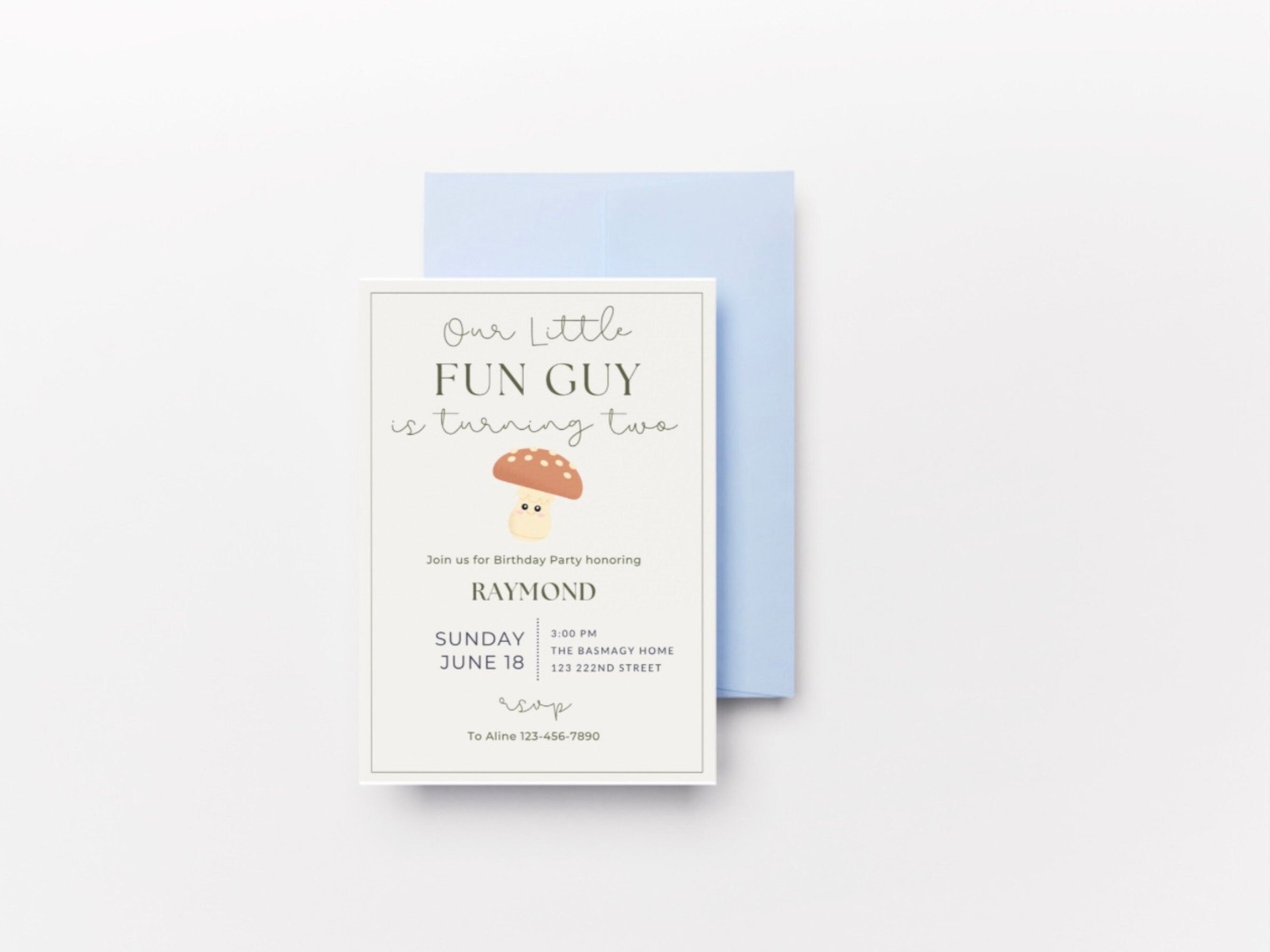 Fun-guy Birthday Invitation, Mushroom Invitation, Children's Birthday ...