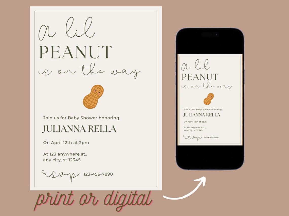 Little Peanut Baby Shower Minimalist Baby Shower Invitation - Etsy