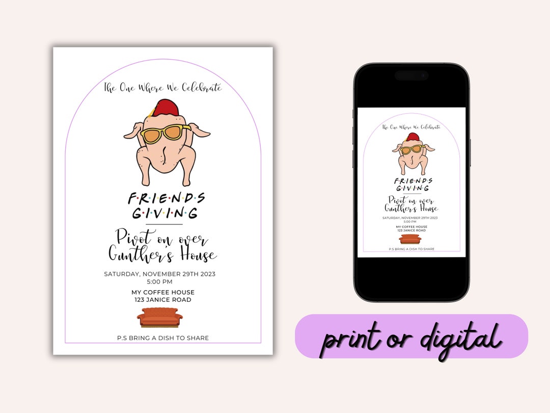Friendsgiving Invitation, Friends Thanksgiving Turkey Invitations ...