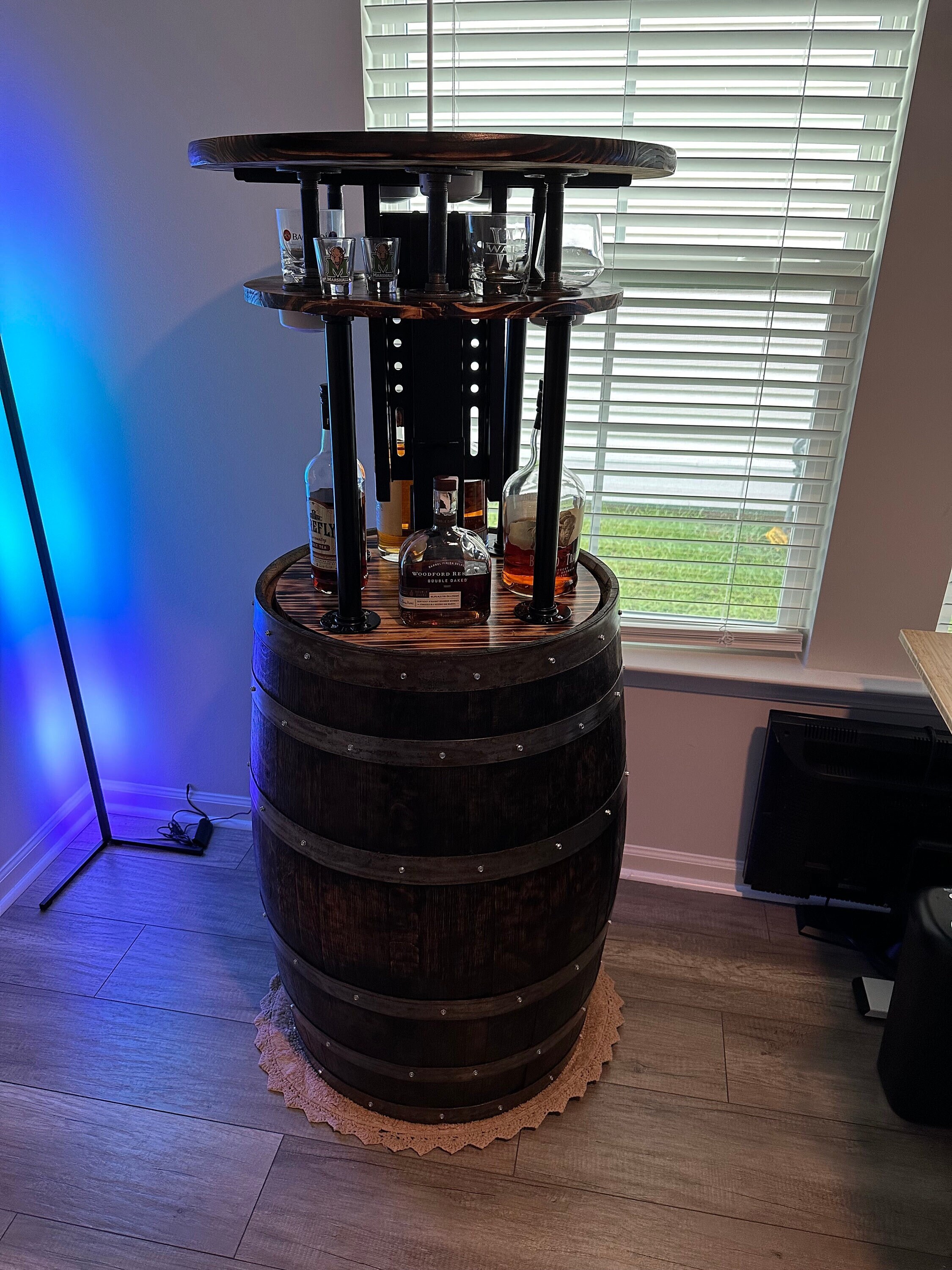 Motorized Bourbon Barrel Liquor Cabinet patent Pending With - Etsy