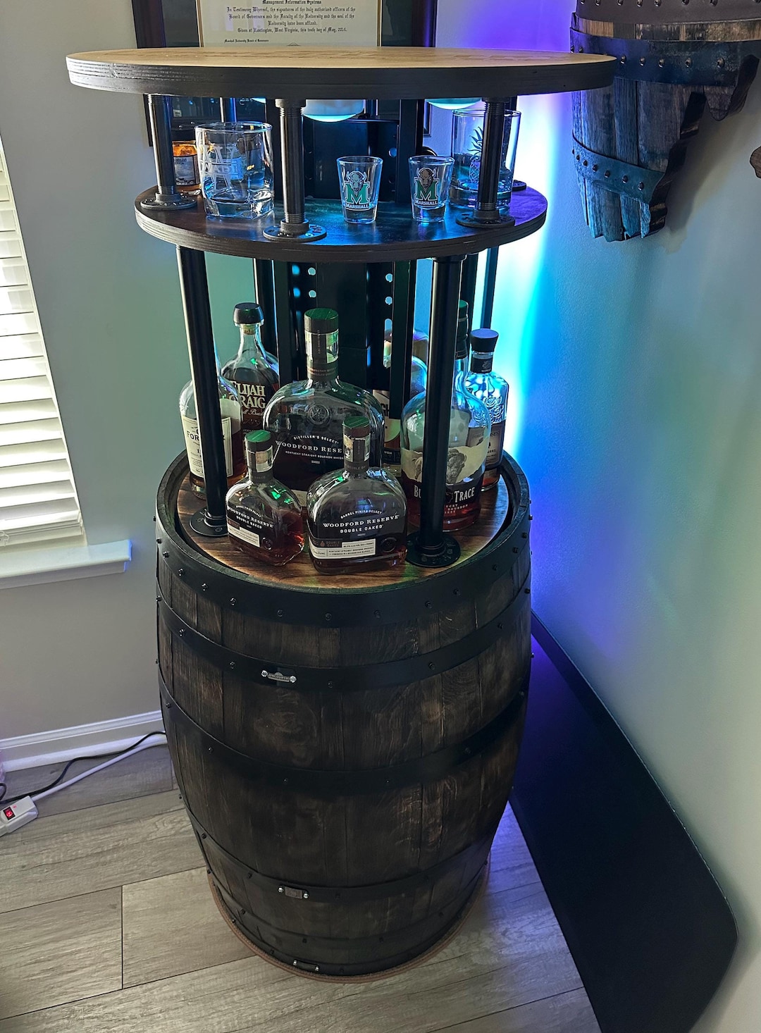 Motorized Bourbon Barrel Liquor Cabinet patent Pending With Remote and ...