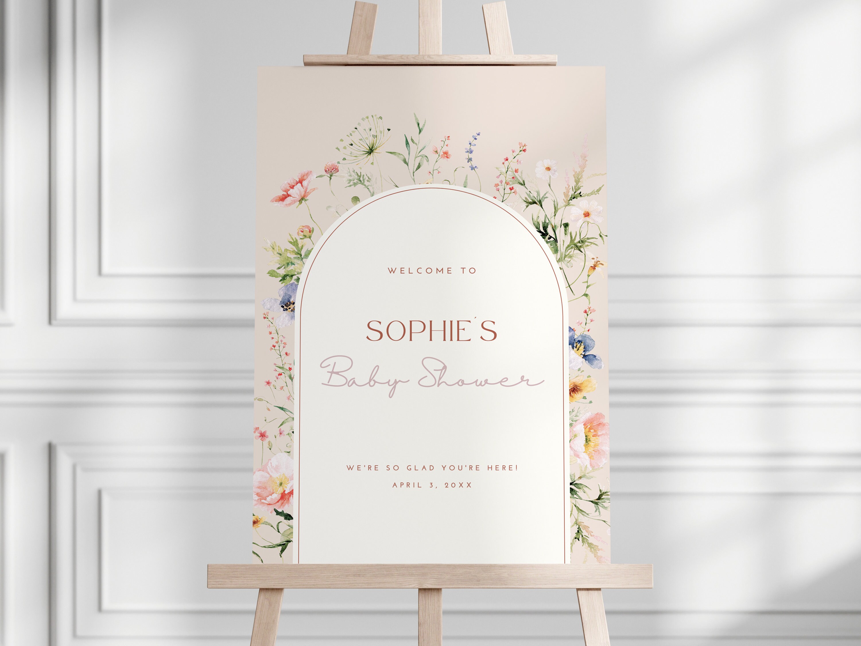 Baby Shower Welcome Sign Template | Neutral Pink Girl Baby Shower ...