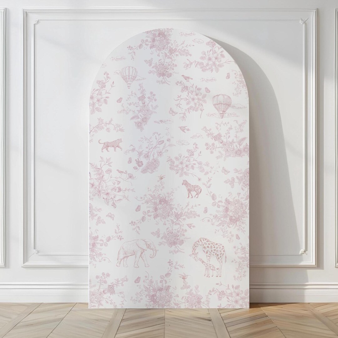 Toile De Jouy Backdrop Elegant Pink Floral Toile Baby Shower Decor ...