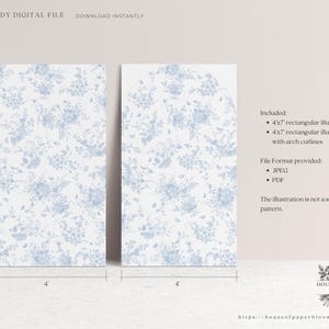 Floral Toile Pattern Digital Backdrop Vintage Wedding Photo Booth Printable Party Decor 4x7 Blue ...