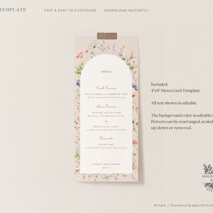 Pink Floral Menu Card Baby in Bloom Girl Baby Shower Menu Template Pink ...