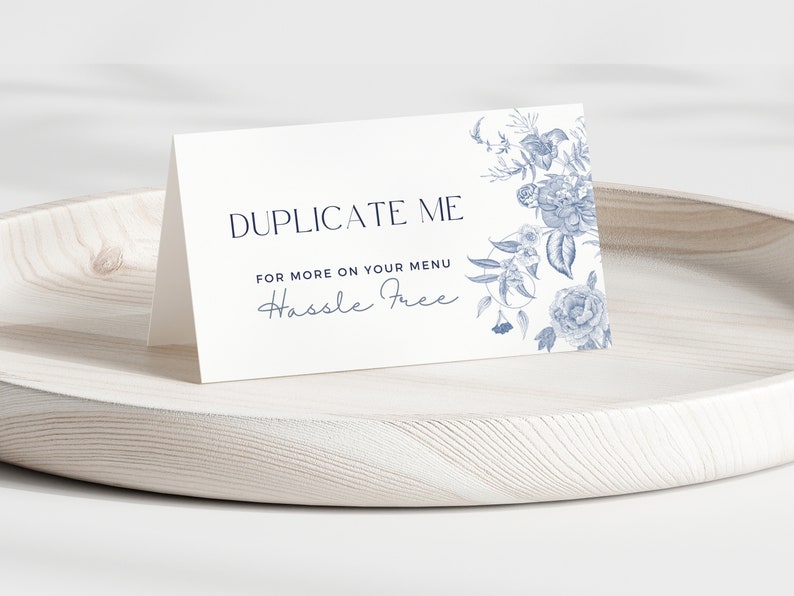 Dusty Blue Floral Buffet Menu Card Floral Tented Menu Baby Shower Food ...