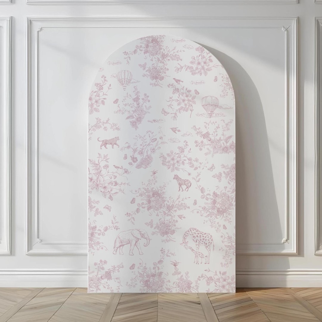 Toile De Jouy Backdrop Elegant Pink Floral Toile Baby Shower Decor ...