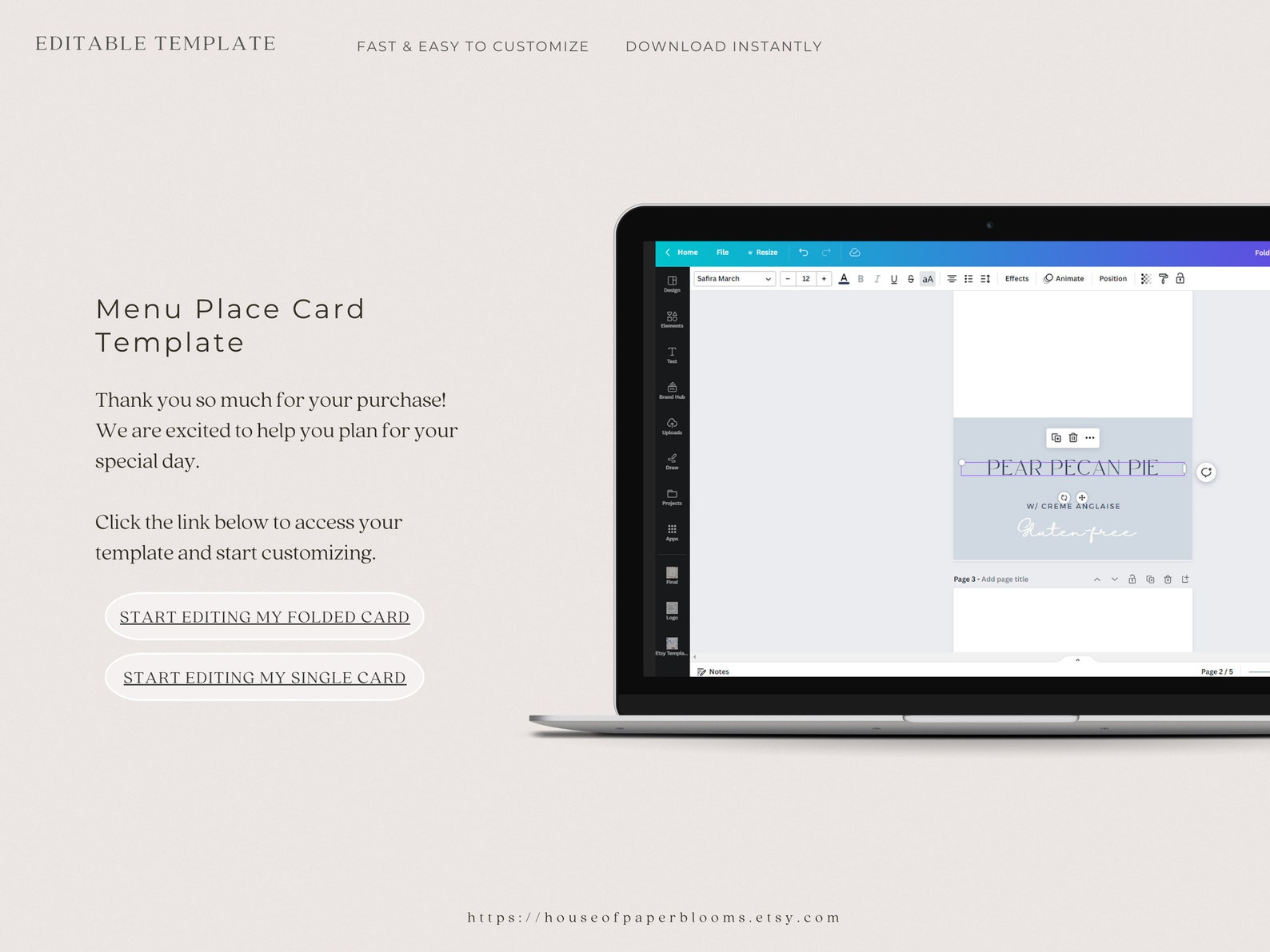 Soft Blue Border Buffet Menu Tent Card Single and Tented Card Baby ...