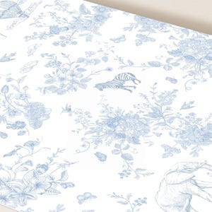 Toile De Jouy Backdrop Elegant Blue Floral Toile Baby Shower Decor ...