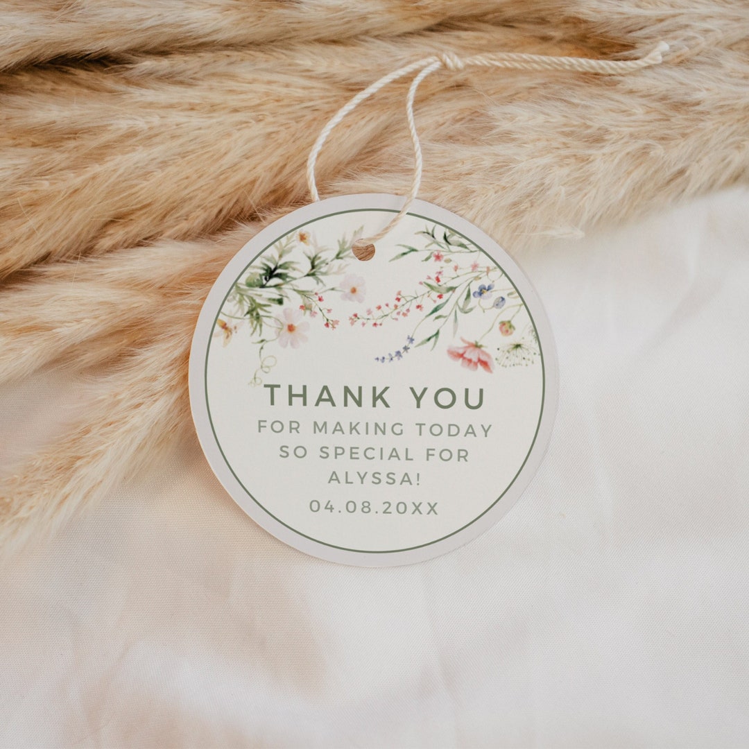 Editable Round Favor Tag Template Floral Baby Shower Tag Custom Baby in ...