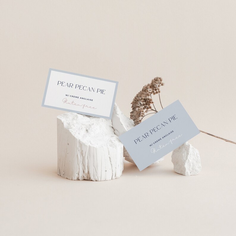 Soft Blue Border Buffet Menu Tent Card Single and Tented Card Baby ...