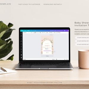 Baby Shower Welcome Sign Template | Neutral Pink Girl Baby Shower ...