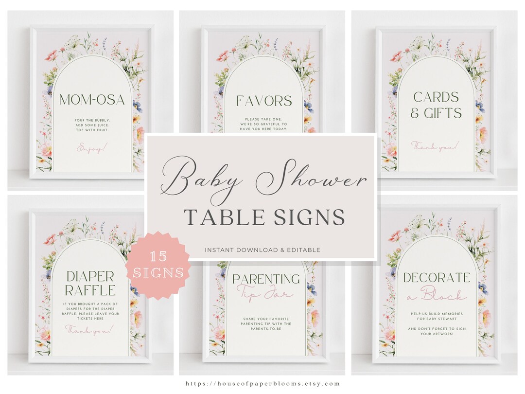 Wildflower Baby Shower Table Sign Floral Baby Shower Decoration ...