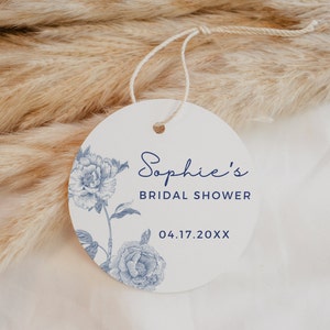 Dusty Blue Round Thank You Gift Tag or Sticker Bridal Shower Party ...