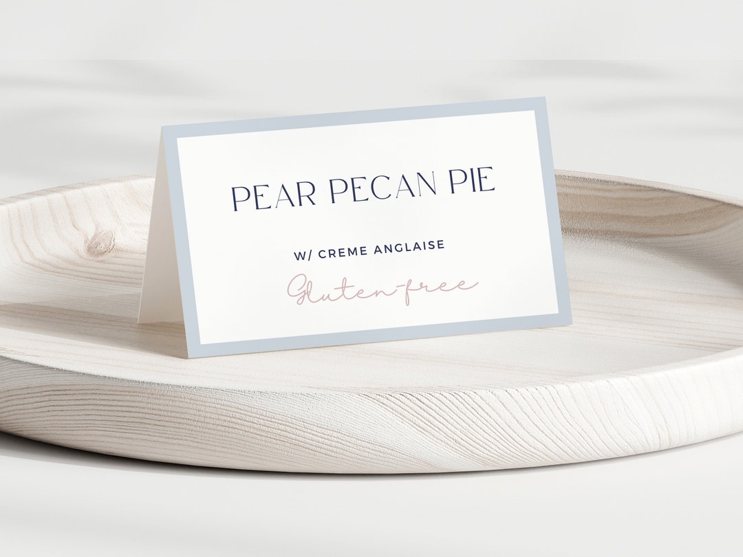 Soft Blue Border Buffet Menu Tent Card Single and Tented Card Baby ...