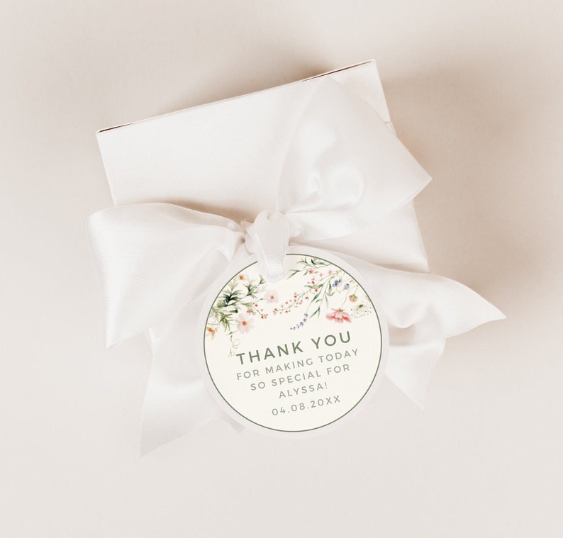 Editable Round Favor Tag Template Floral Baby Shower Tag Custom Baby in ...