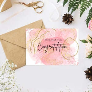 Pink Congratulations Card Template Printable Editable Card Template ...
