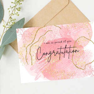Pink Congratulations Card Template Printable Editable Card Template ...
