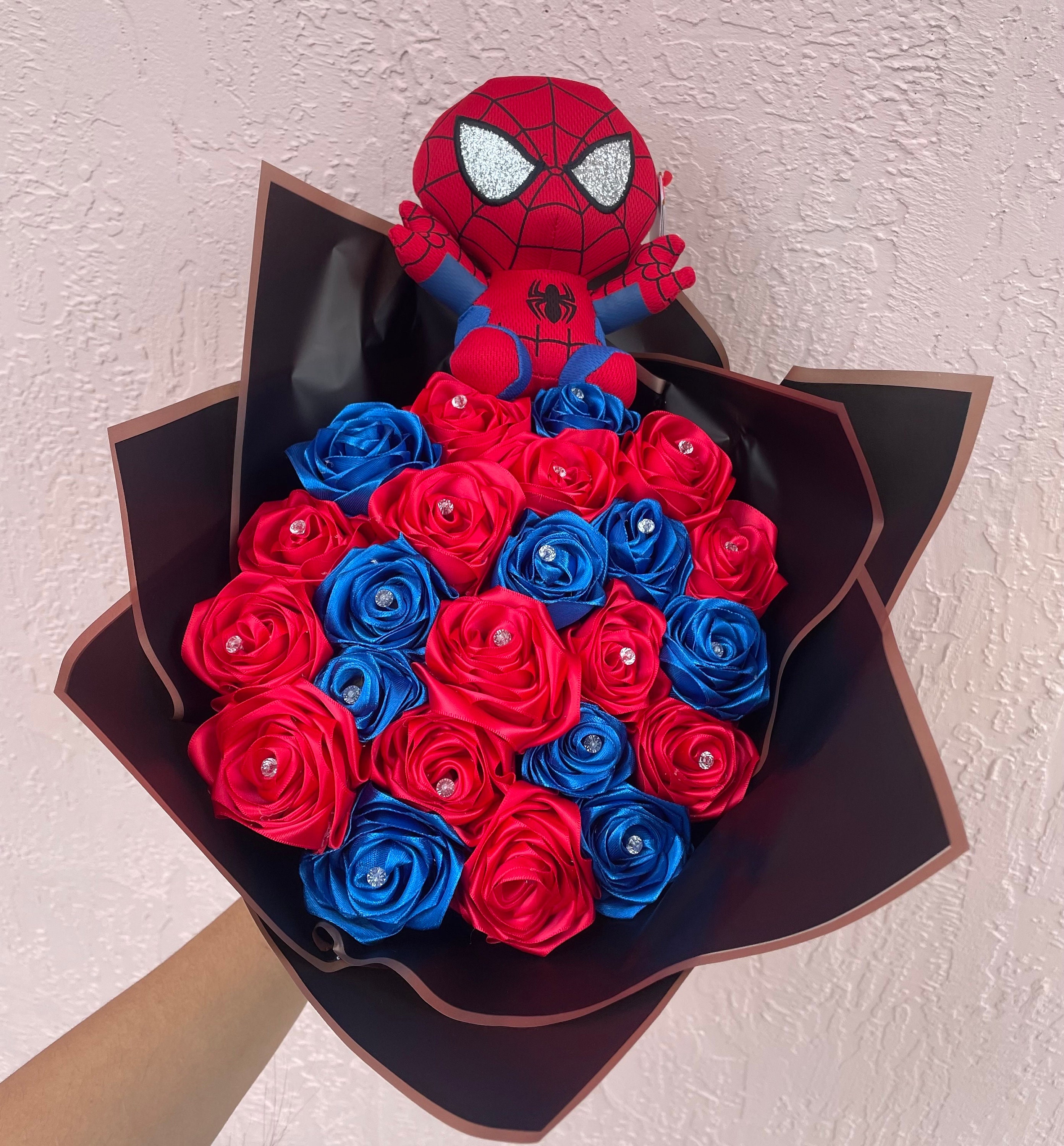 Spider-man Bouquet, Eternal Roses, Bouquet,roses Bouquet, Blue & Red ...