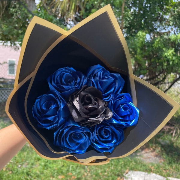 Blue Rose Bouquet - Etsy