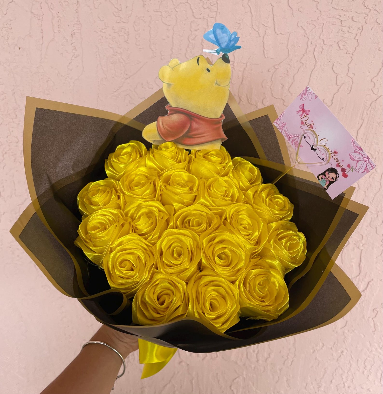 Winnie the Pooh Bouquet, Yellow Roses, Eternal Roses, Ramo Buchón - Etsy