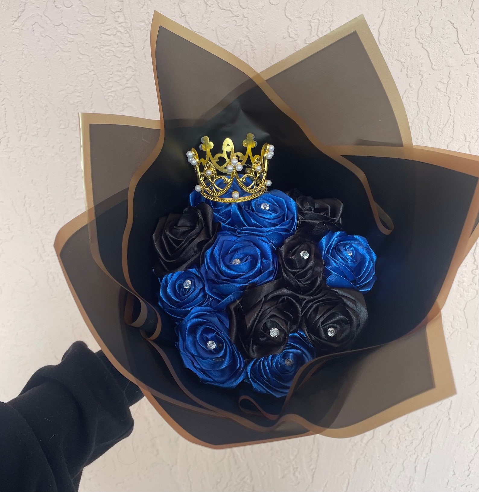 Blue & Black Roses, Bouquet,ramo Buchón - Etsy