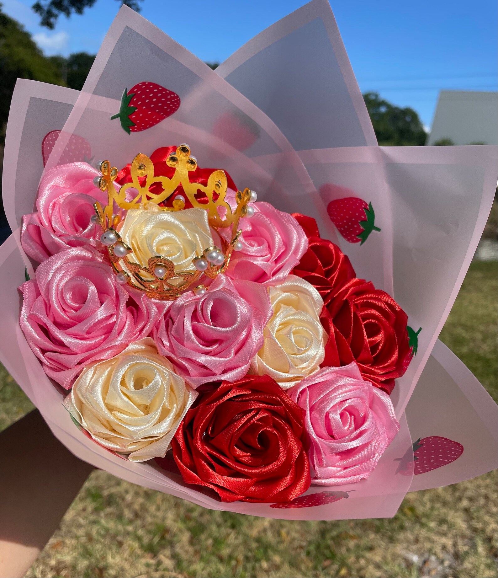 Eternal Roses, Bouquet,roses Bouquet, Red, Pink & Ivory, Gift, Ramo Buchón, 12 Roses - Etsy